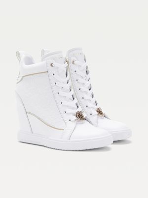 Sneaker Met Sleehak En Metallic Details Wit Tommy Hilfiger