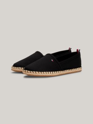 Flat Canvas Flag Embroidery Espadrilles Black Tommy Hilfiger