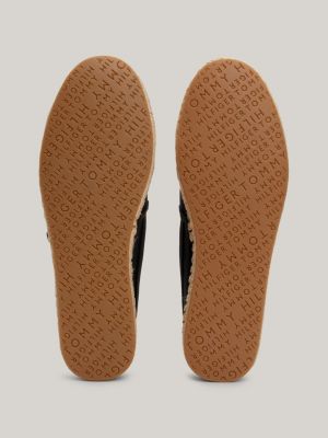 Flat Canvas Flag Embroidery Espadrilles Black Tommy Hilfiger