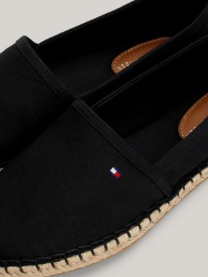 Flat Canvas Flag Embroidery Espadrilles Black Tommy Hilfiger