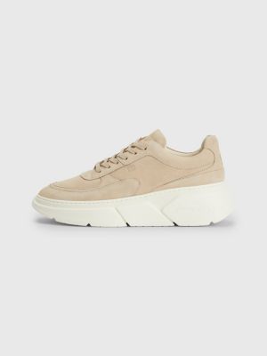 Baskets Chunky En Cuir Nubuck Beige Tommy Hilfiger