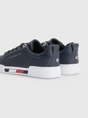 Signature Leren Sneaker Met Cupsole Blauw Tommy Hilfiger