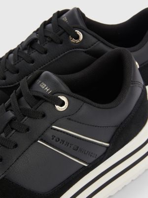 Sneakers Con Plateau E Mix Di Texture Nero Tommy Hilfiger