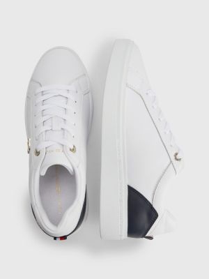 Baskets En Cuir Blanc Tommy Hilfiger
