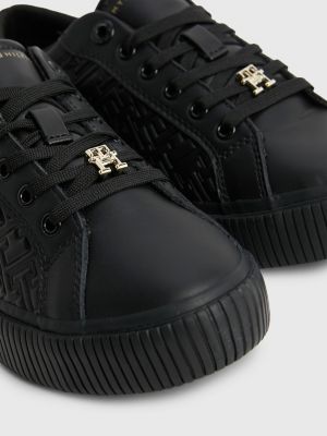 Th Monogramm Ledersneaker Schwarz Tommy Hilfiger