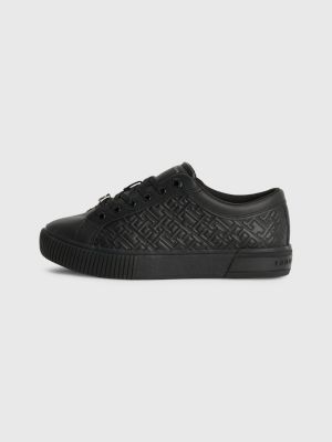 Th Monogramm Ledersneaker Schwarz Tommy Hilfiger
