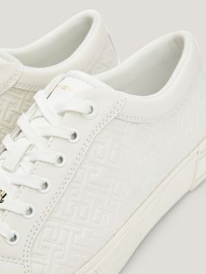 Baskets Th Monogram En Cuir Blanc Tommy Hilfiger
