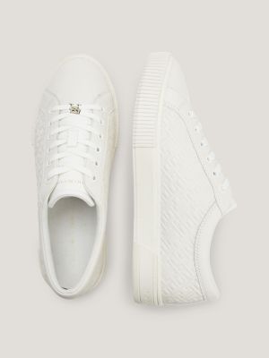 Baskets Th Monogram En Cuir Blanc Tommy Hilfiger