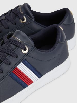 Essential Cupsole Ledersneaker Mit Streifen Blau Tommy Hilfiger