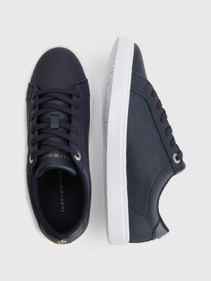 Essential Cupsole Ledersneaker Mit Streifen Blau Tommy Hilfiger