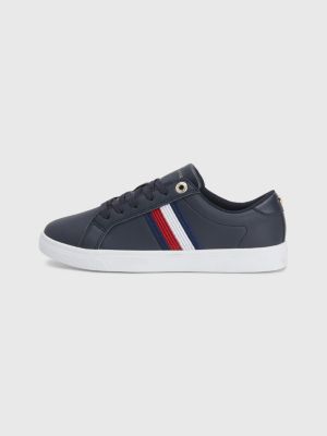 Essential Cupsole Ledersneaker Mit Streifen Blau Tommy Hilfiger