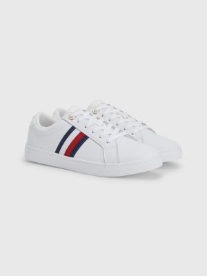 Essential Cupsole Ledersneaker Mit Streifen Weiß Tommy Hilfiger