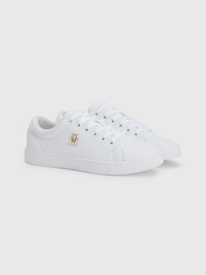 Essential Cupsole Ledersneaker Mit Monogramm Weiß Tommy Hilfiger
