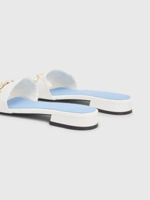 Sandali In Pelle Con Catenella Bianco Tommy Hilfiger