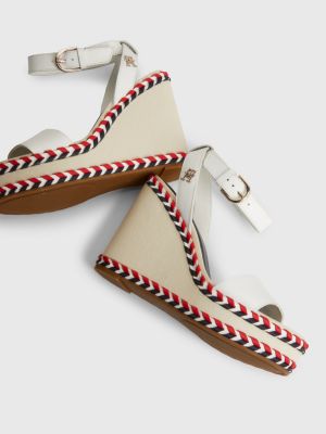 Sandali Alti In Pelle Con Plateau Bianco Tommy Hilfiger
