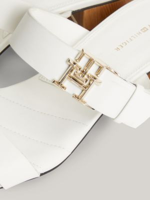 Ledersandale Mit Th Monogramm Und Blockabsatz Weiß Tommy Hilfiger