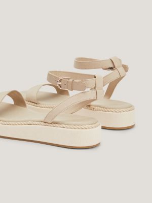 Sandali Con Suola Alta E Monogramma Khaki Tommy Hilfiger