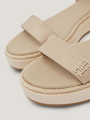 Sandali Con Suola Alta E Monogramma Khaki Tommy Hilfiger