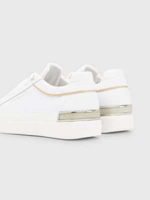 Cupsole Ledersneaker Mit Metallic Details Weiß Tommy Hilfiger