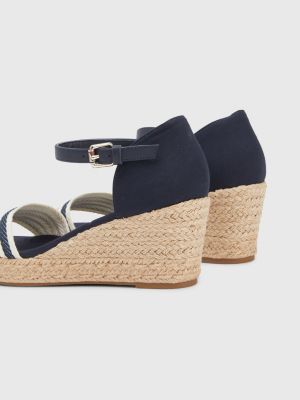 Signature Mid Wedge Espadrille Sandals Blue Tommy Hilfiger