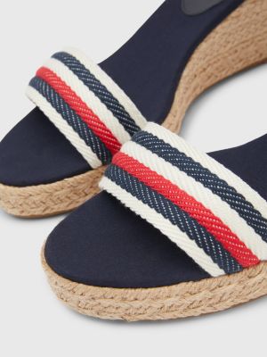 Signature Mid Wedge Espadrille Sandals Blue Tommy Hilfiger