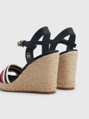 Espadrille Sandaal Met Sleehak En Monogram Blauw Tommy Hilfiger