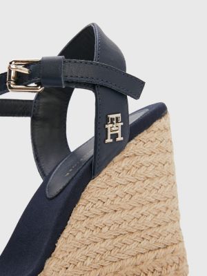 Espadrille Sandaal Met Sleehak En Monogram Blauw Tommy Hilfiger