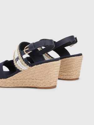 Sandaal Met Halfhoge Sleehak En Webbing Band Blauw Tommy Hilfiger