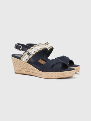 Sandaal Met Halfhoge Sleehak En Webbing Band Blauw Tommy Hilfiger