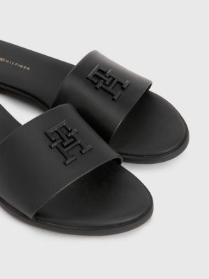 Mules Plates En Cuir Slip On Noir Tommy Hilfiger