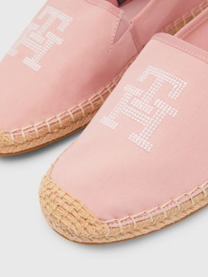 Contrast Trim Monogram Embroidery Espadrilles Pink Tommy Hilfiger