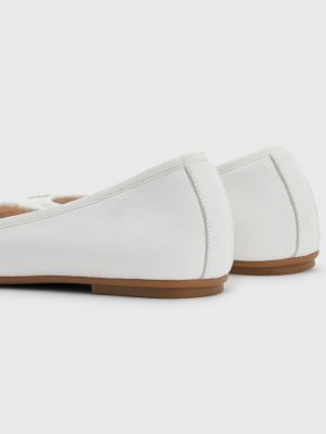 Ballerine In Pelle Con Monogramma Bianco Tommy Hilfiger