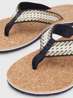 Sandali Infradito In Sughero E Tessuto Blu Tommy Hilfiger