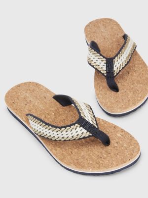Sandali Infradito In Sughero E Tessuto Blu Tommy Hilfiger