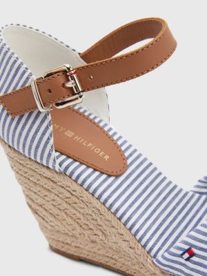 Seersucker Espadrille Sandaal Met Sleehak Blauw Tommy Hilfiger