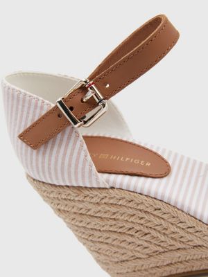 Seersucker Espadrille Sandaal Met Sleehak Roze Tommy Hilfiger