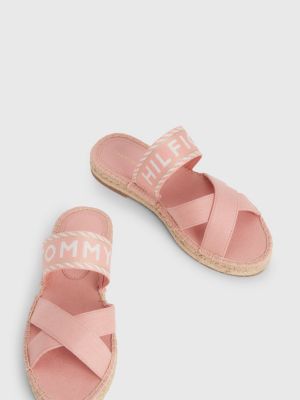 Flache Espadrille Mit Gewebten Riemen Rosa Tommy Hilfiger