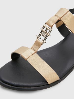 Sandali Bassi Con Fascette In Pelle Giallo Tommy Hilfiger
