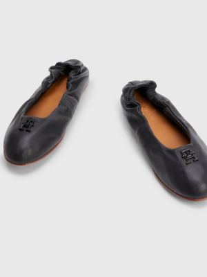 Elevated Monogram Leather Ballerinas Black Tommy Hilfiger
