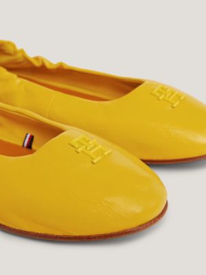 Elevated Monogram Leather Ballerinas Yellow Tommy Hilfiger