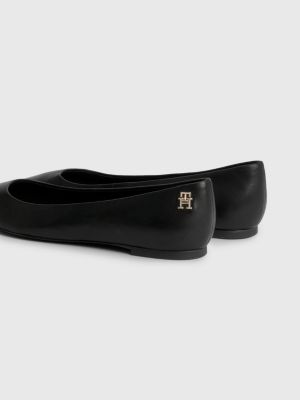 Leder Ballerina Mit Spitzer Zehenpartie Schwarz Tommy Hilfiger