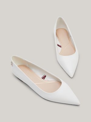 Leren Ballerina Met Spitse Neus Wit Tommy Hilfiger