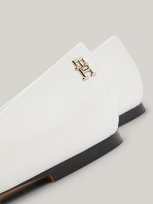 Leren Ballerina Met Spitse Neus Wit Tommy Hilfiger