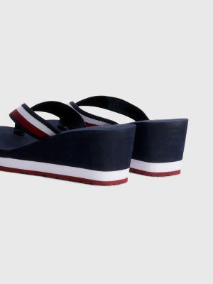 Essential Signature Wedge Flip Flops Blue Tommy Hilfiger