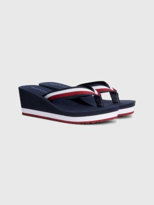Essential Signature Wedge Flip Flops Blue Tommy Hilfiger