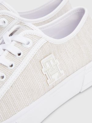 Textile Monogram Low Top Trainers White Tommy Hilfiger