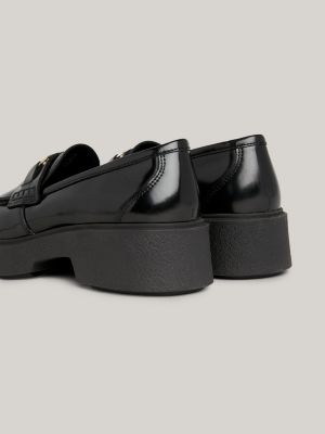 Mocassini In Pelle Con Suola Alta Nero Tommy Hilfiger