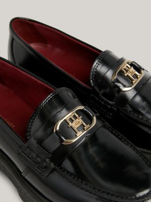 Mocassini In Pelle Con Suola Alta Nero Tommy Hilfiger