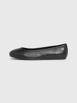 Essential Chic Leder Ballerina Schwarz Tommy Hilfiger