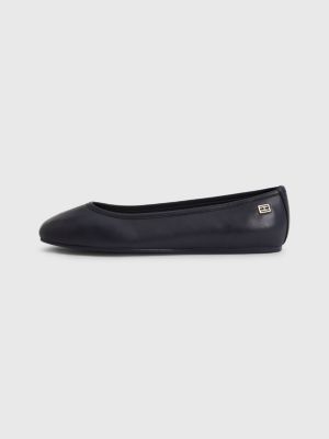 Essential Chic Leder Ballerina Blau Tommy Hilfiger